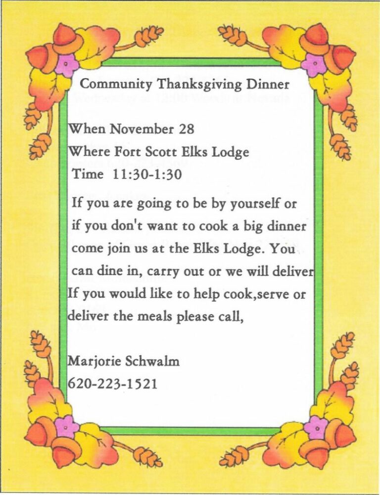 Free Community Thanksgiving Dinner By the Schwalms and Friends | Fort ...
