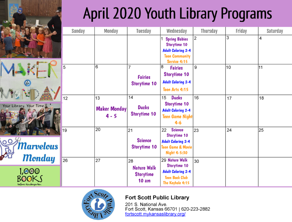 Fort Scott Public Library April Youth Programs | Fort Scott Biz